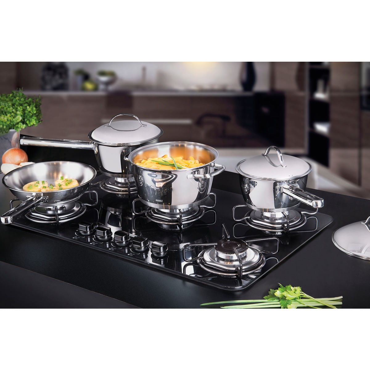 Jogo de Panelas Tramontina 4 Peças Allegra em Aço Inox com Fundo Triplo ...