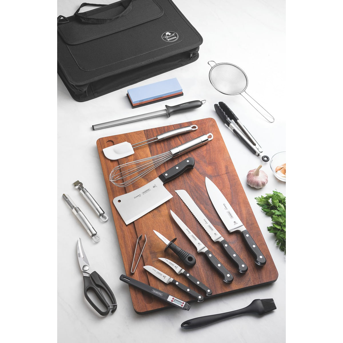 Kit para Chefs Tramontina em Aço Inox Cabo de Policarbonato e Fibra de ...