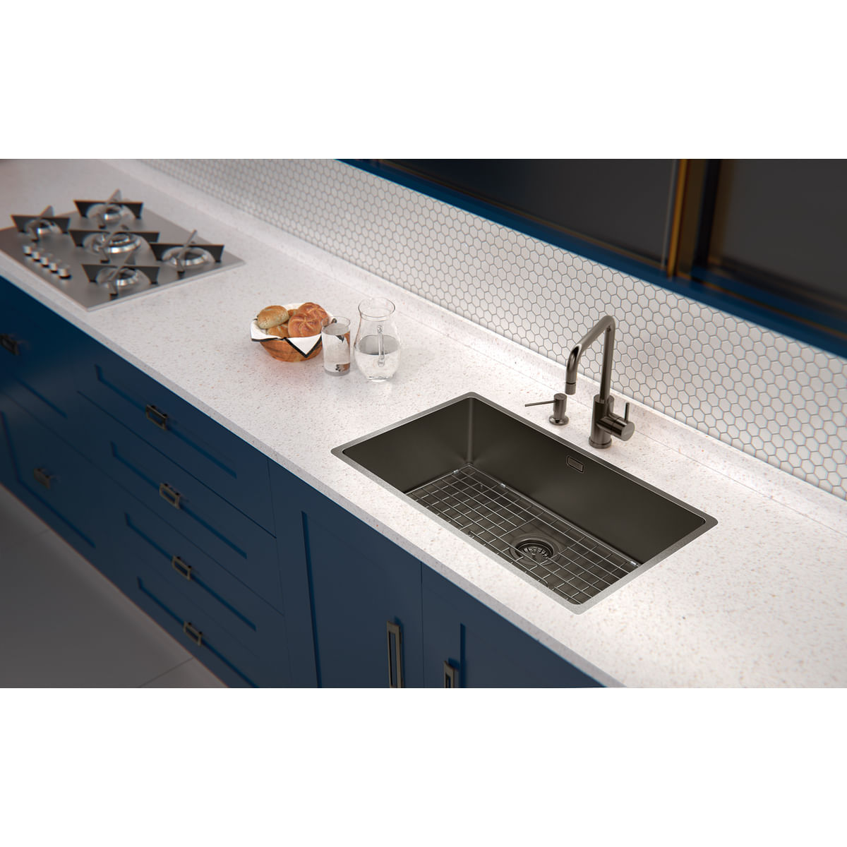 Cuba Tramontina Quadrum 70 em Aço Inox com Revestimento PVD Black 70 x ...