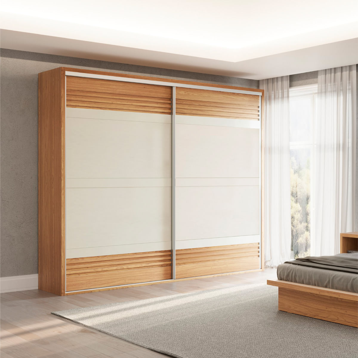 Guarda-Roupa com 2 Portas de Correr 267 cm Freijó TW603 JJ Dalla Costa ...