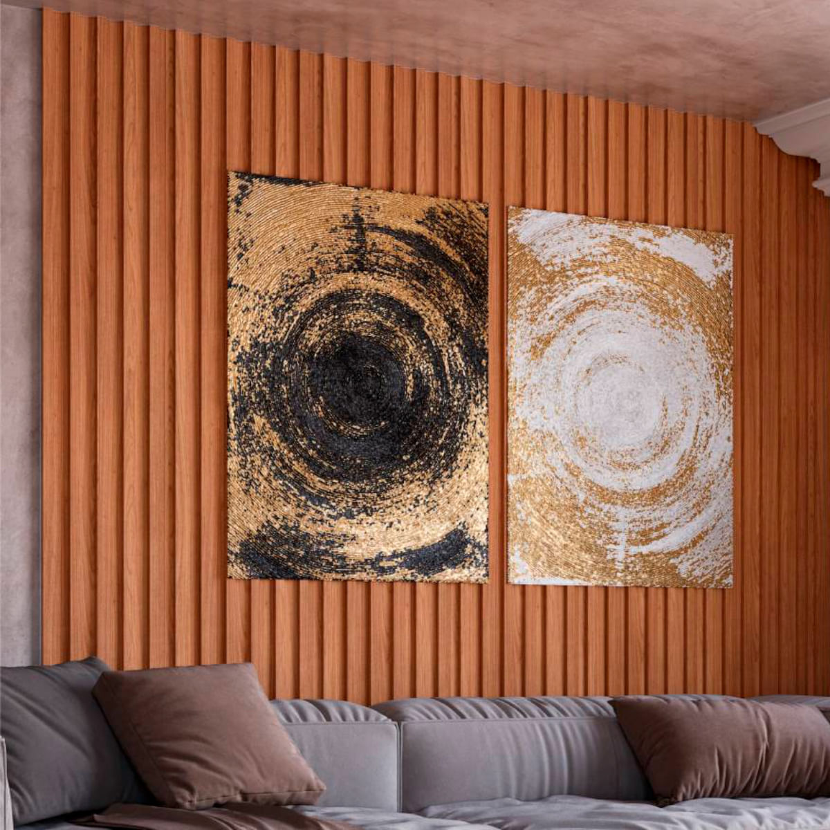 Painel Ripado em MDF 134x183 cm Freijó PA73JJ Dalla Costa | Marin Brasil