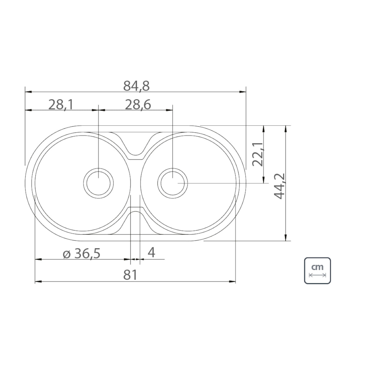 Cuba Tramontina Luna Duo 2C 36 BS Aço Inox Acetinado 84x44 cm ...